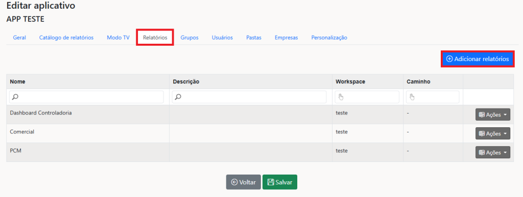 Ajuda - Aplicativo - Power Embedded