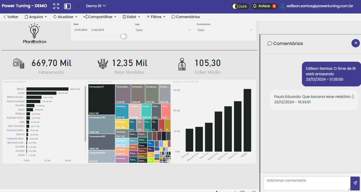 Comentários Power Embedded
